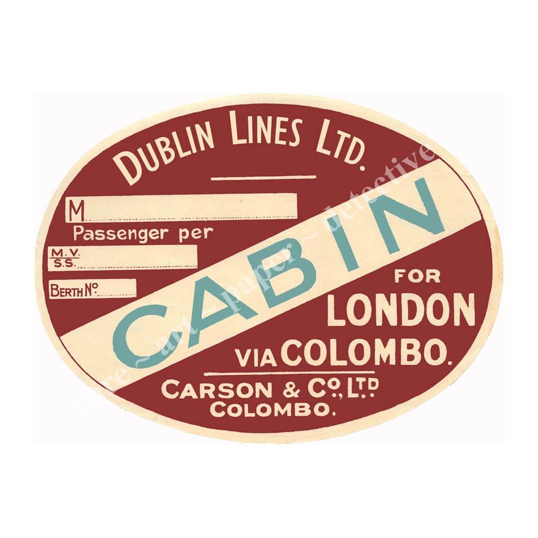Steamship Luggage Label Sticker - Dublin Ireland Cruise Cabin Luggage ...