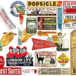 36 Pcs Vintage Advertising Signs Sticker Set on 2 Sheets | Etsy