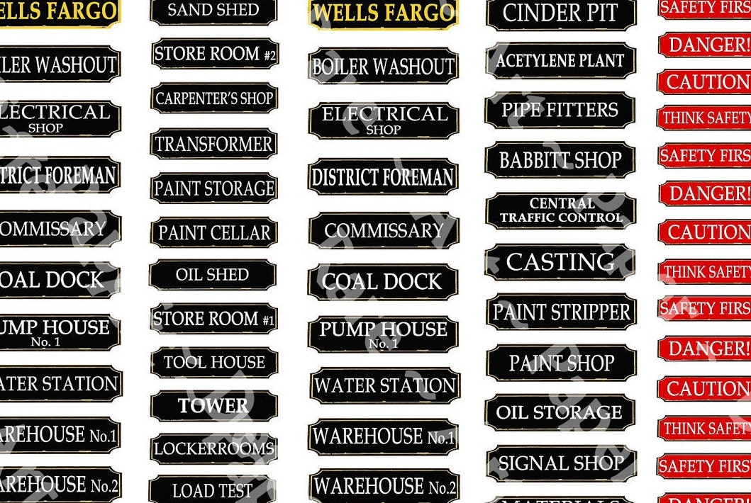 286 Railroad Sign Stickers Factory & Industrial Signage HO Scale Model ...