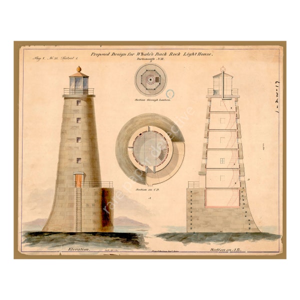 Lighthouse Architectural Drawing - Etsy