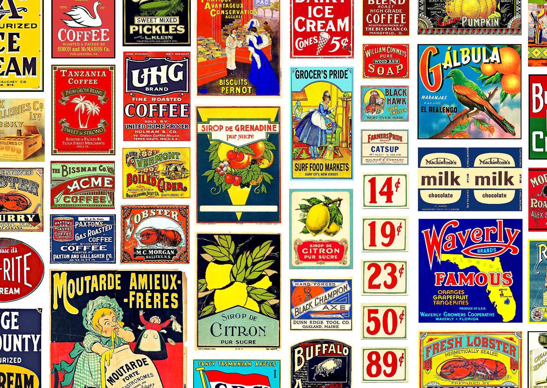 Dollhouse Miniature Sign Stickers for Kitchens Farm Market or General ...