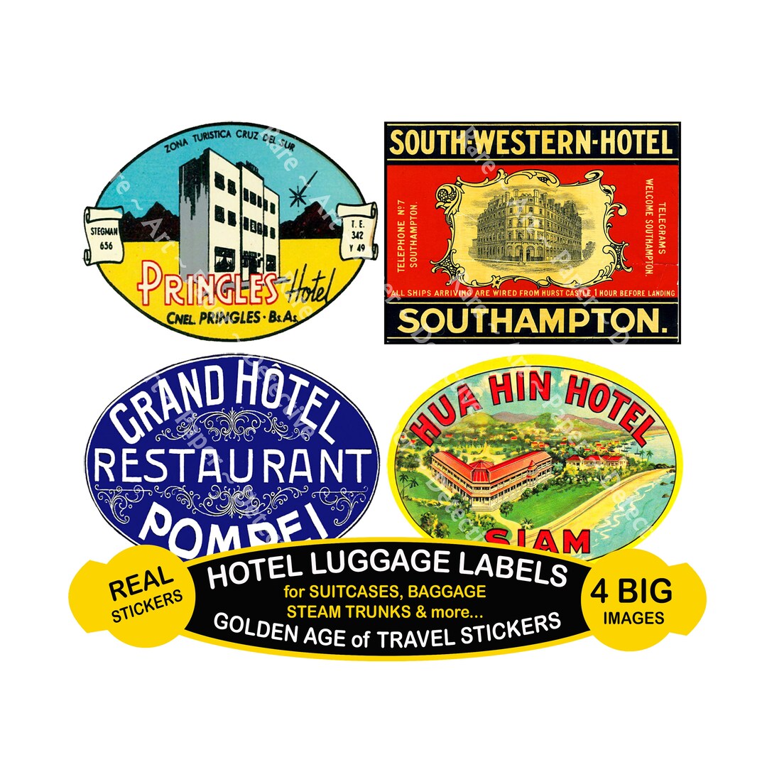 Luggage Label STICKERS, 4 JUMBO Sized Baggage Labels on a Cut and Peel ...