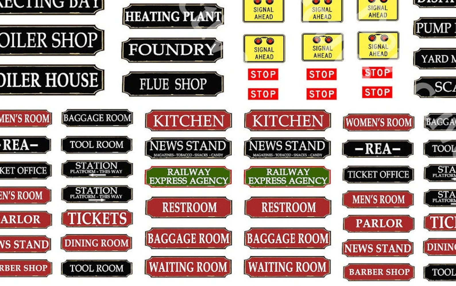 286 Railroad Sign Stickers Factory & Industrial Signage HO Scale Model ...