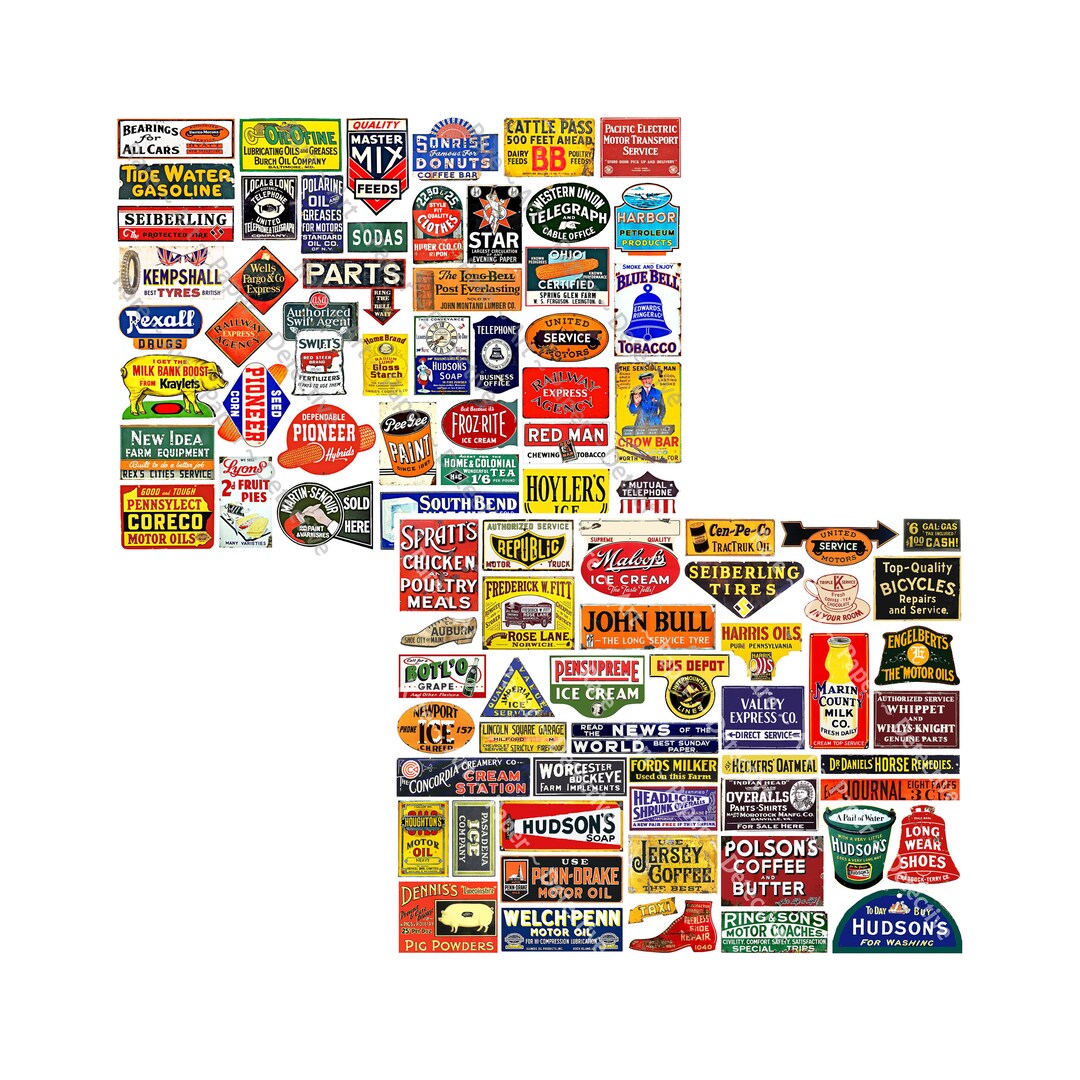 Vintage Advertising Stickers, Dollhouse Signs, Scale Model Railroad ...