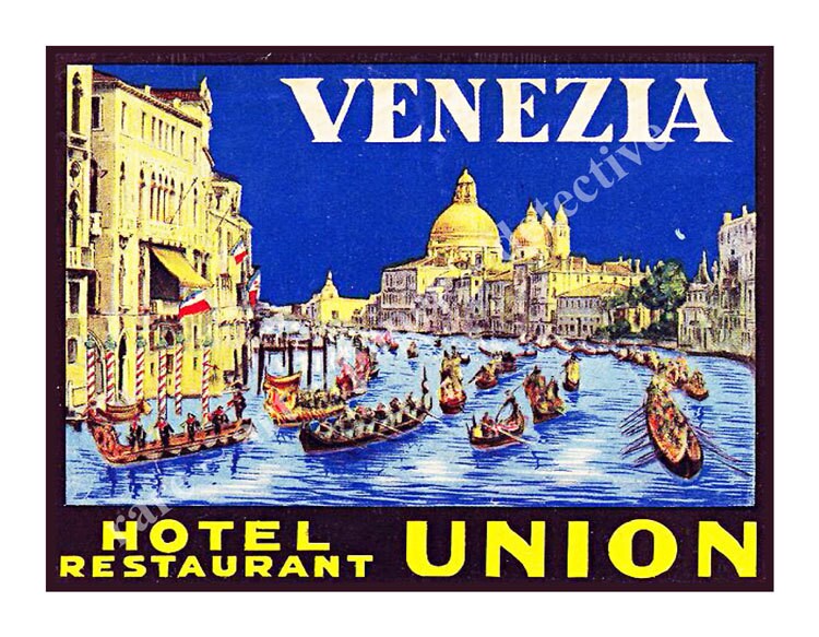 Paper & Party Supplies Paper Stickers Hotel Luggage Label Venice Italy ...