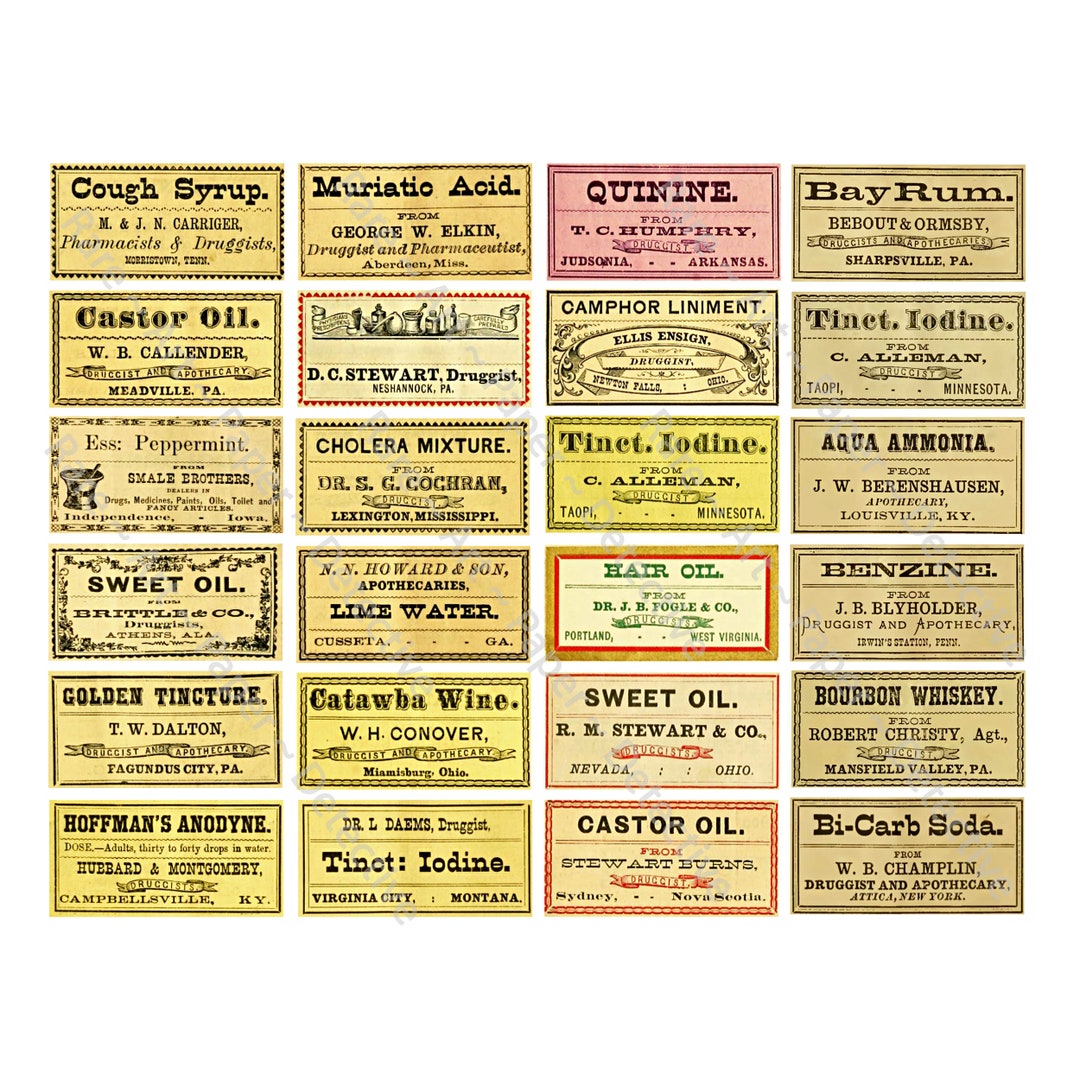 Antique Apothecary Labels, Medicine Cabinet Stickers, Vintage Pharmacy ...