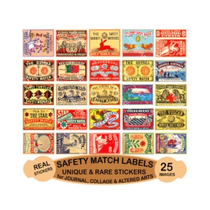 Vintage Matchbox Label Stickers, Authentic Sizes, 2 Wide Each ...