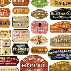 Old West Frontier Town Sign Stickers, Diorama, Model Railroad ...