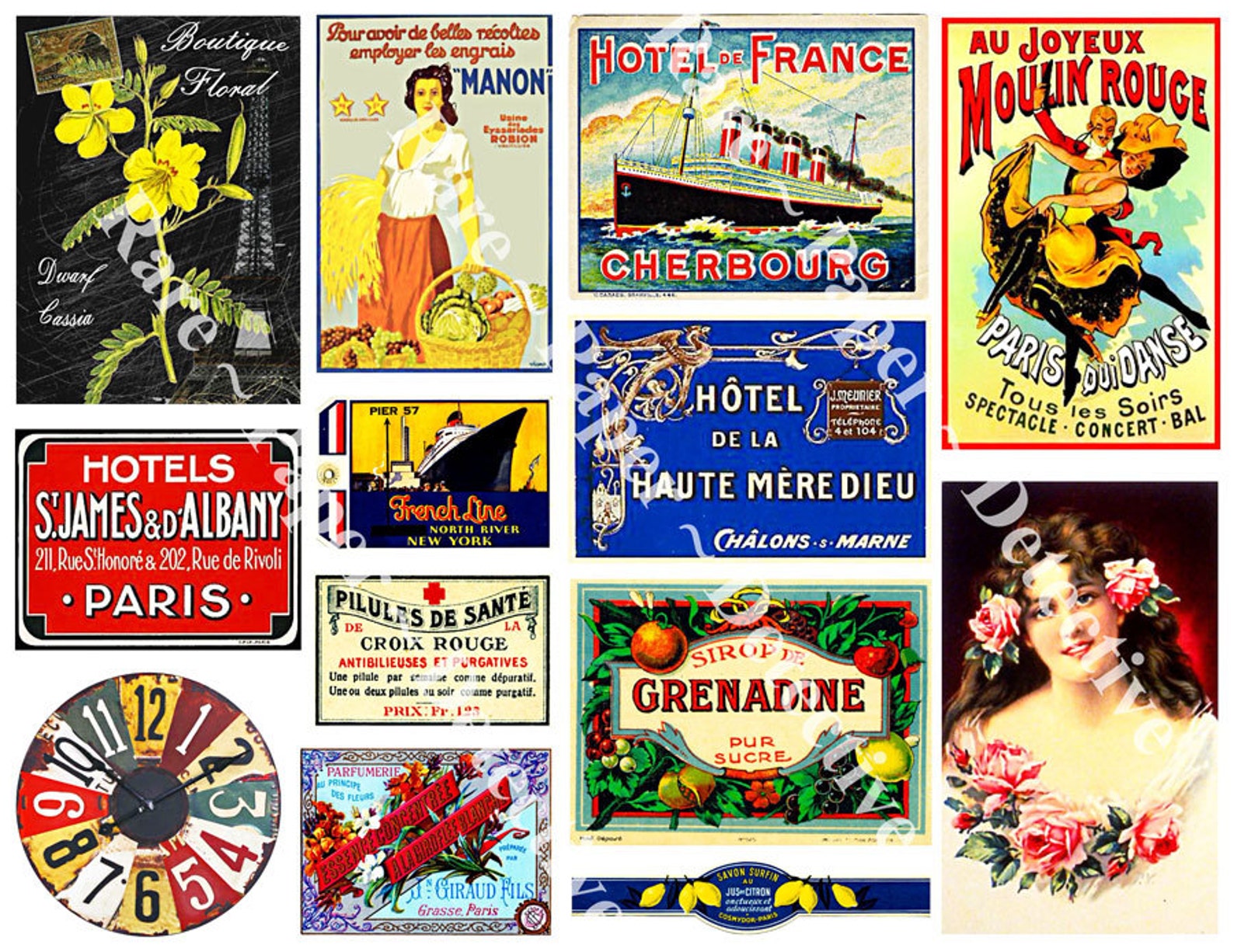 Paris France Sticker Set Printed French Cottage Chic Sticker | Etsy