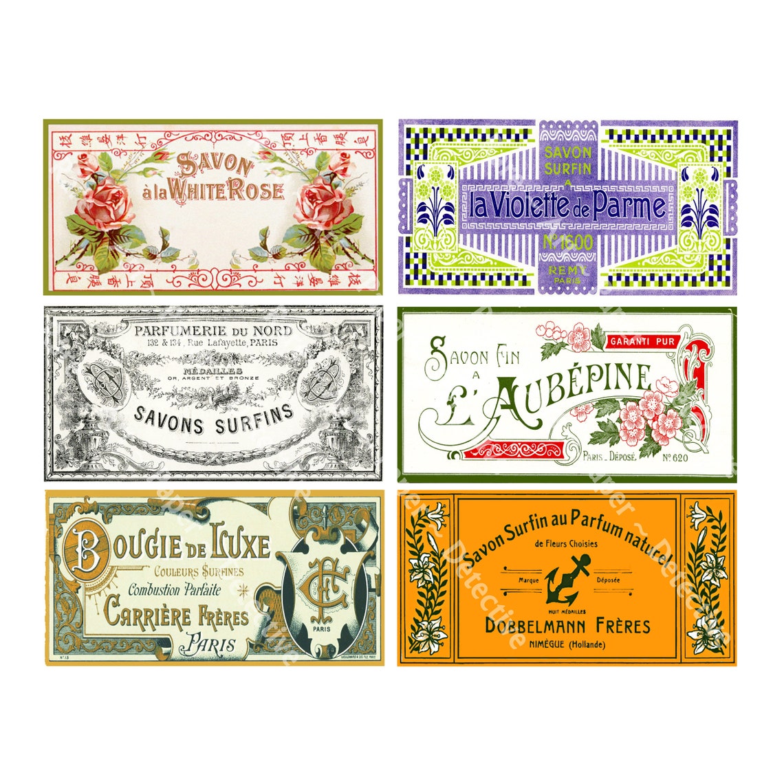French Savon Bath Soap, STICKER Sheet, 6 Antique French Soap Labels ...