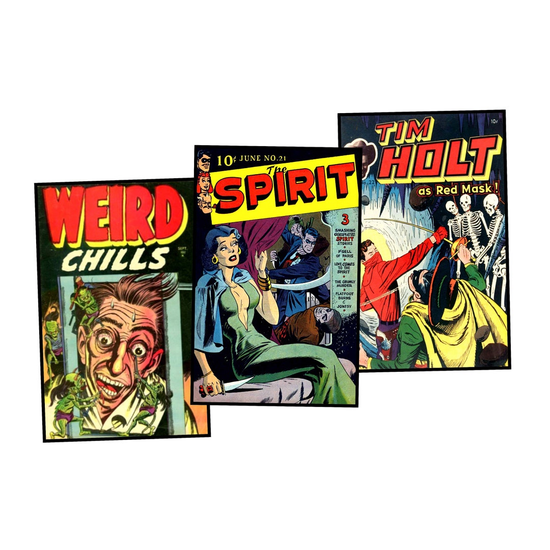 Horror Comic Book Postcard Sticker Illustrations Vintage Style Comics ...