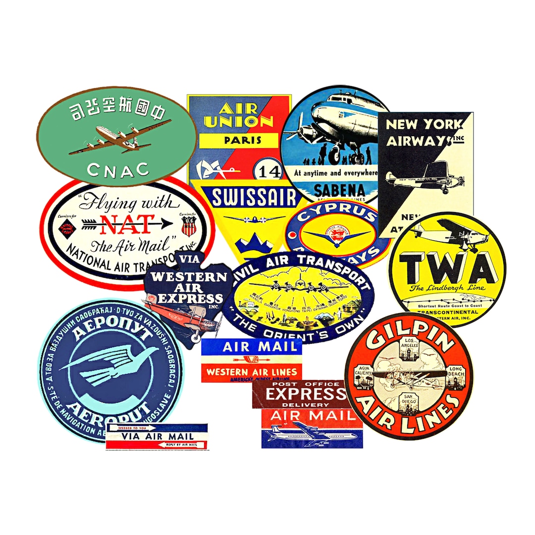 Airline Luggage Labels, Real Stickers, Airplane Decals, Plane Clip Art ...