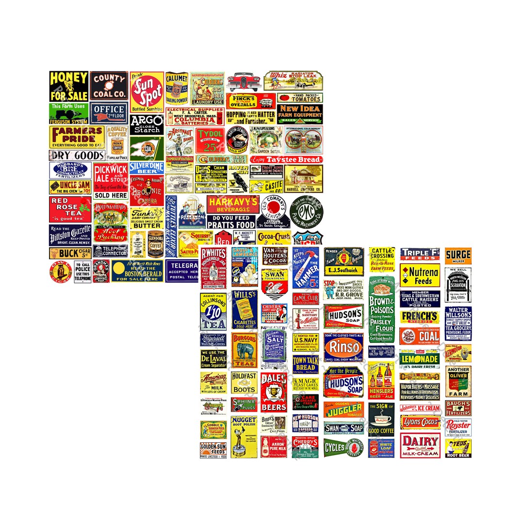 Advertising Stickers, Vintage Dollhouse Signs, Scale Model Railroad ...