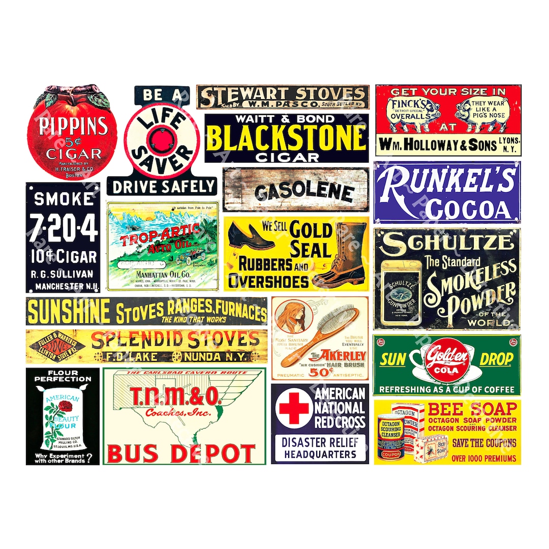 Advertising Sign Stickers, Dollhouse Miniature and Model Railroad ...