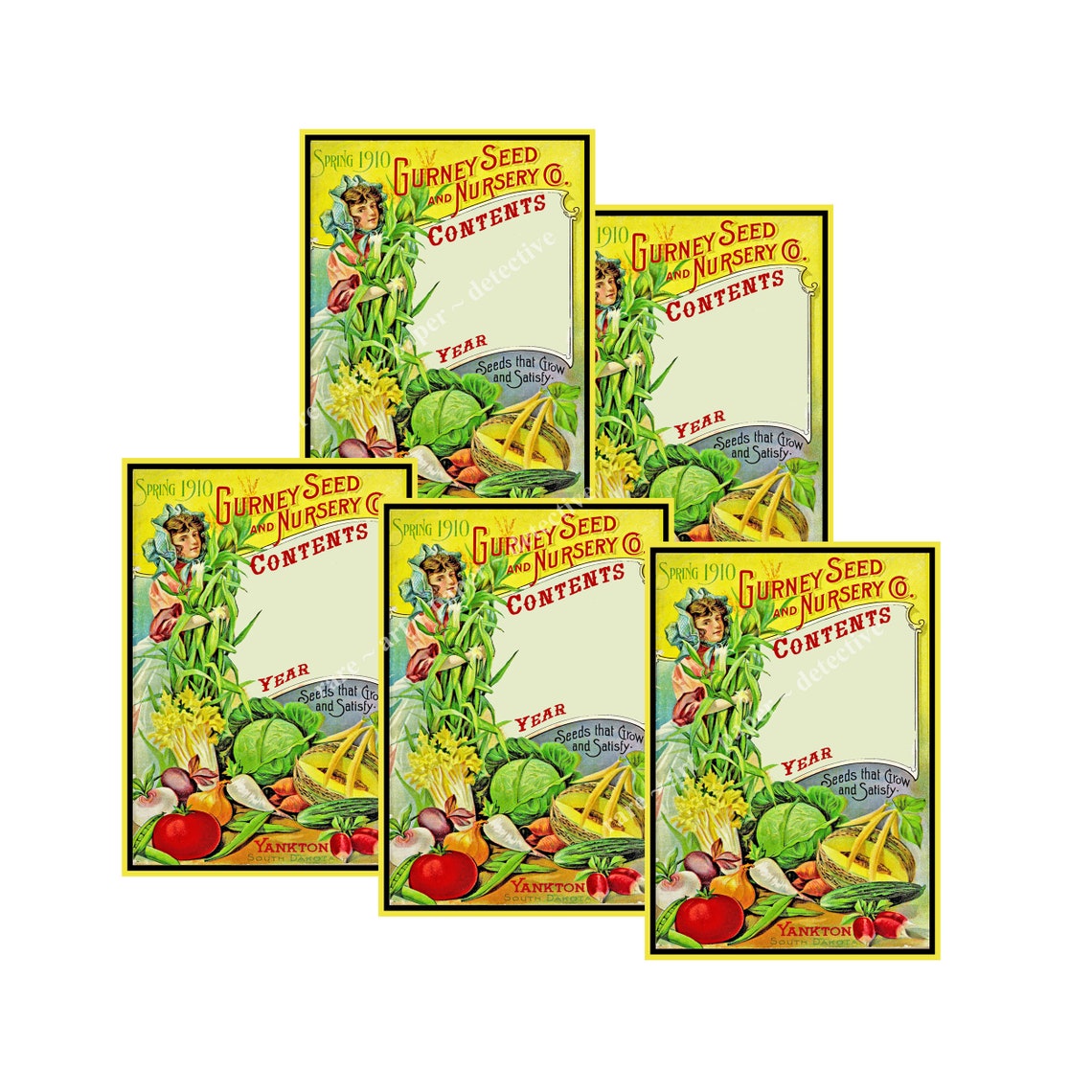 Seed Packet Stickers, DIY Vintage Style Seed Packs, 5-PACK, Garden ...