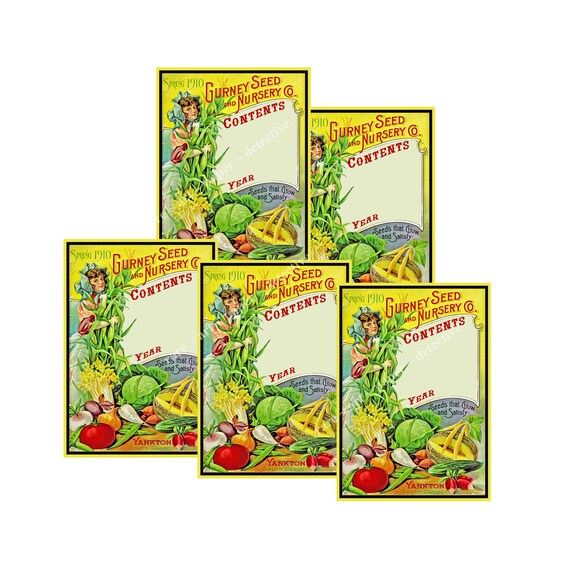 Seed Packet Stickers DIY Vintage Style Seed Packs 5-PACK | Etsy