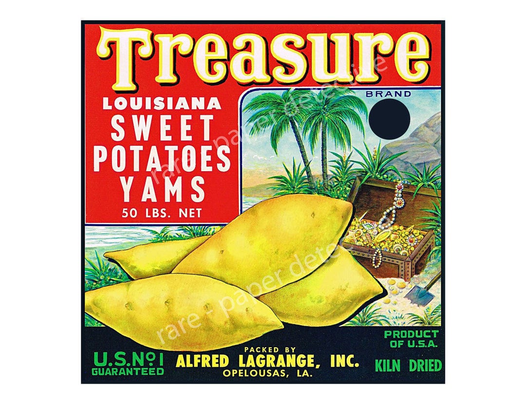 Kitchen Décor, Sweet Potato Fruit Crate Label, 8" X 8", Retro Home ...