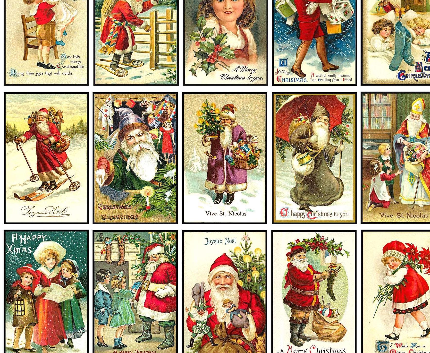 32 Christmas Sticker Gift Tags for Card Making and Gifts Santa Claus ...