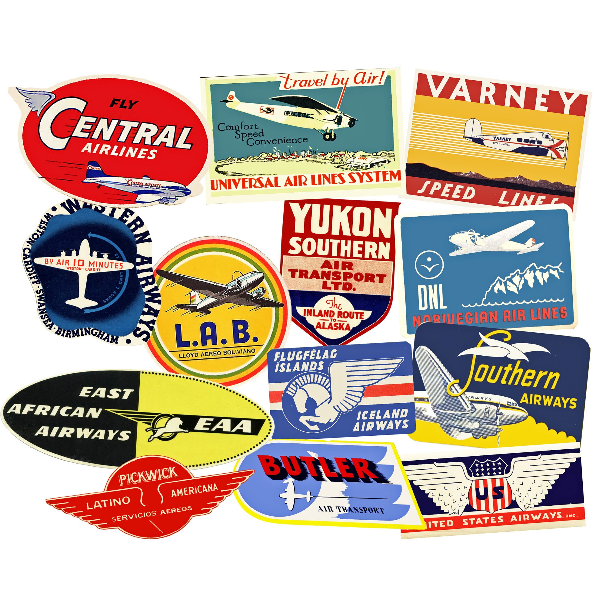 Airline Label Stickers 13 Pcs. Luggage Label & Baggage Tags | Etsy
