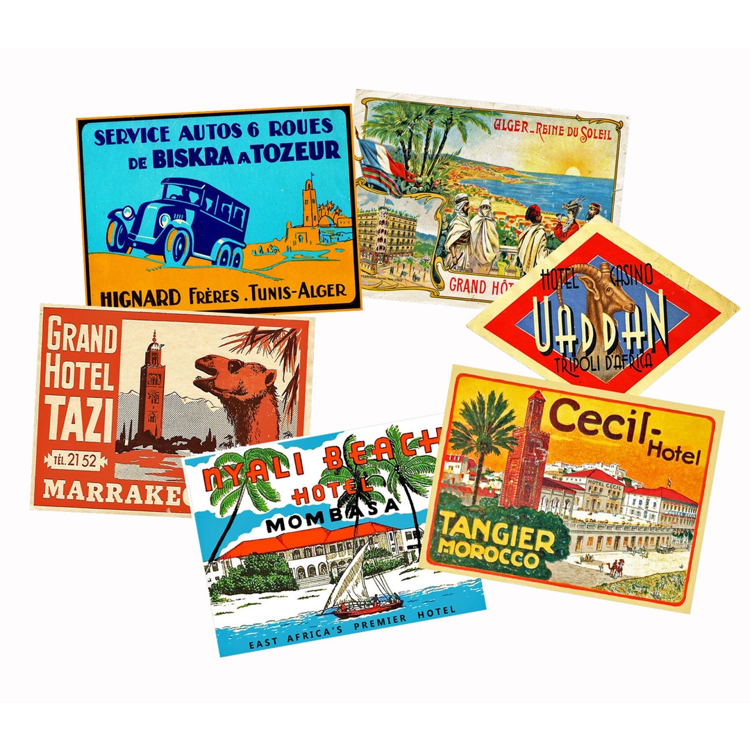 Africa Travel Hotel Labels From the Golden Age of Travel, REAL STICKERS ...