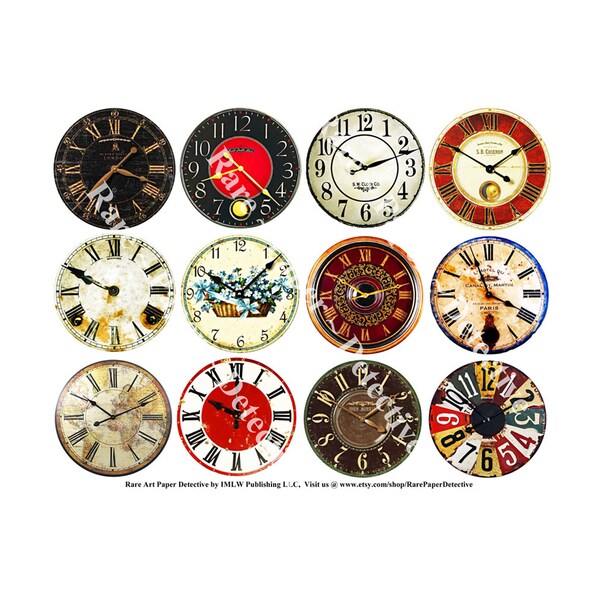 Clock Collage Sheet - Etsy