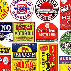 Motor Oil Signs & Gasoline Labels Sticker Sheet, Car and Tool Box ...