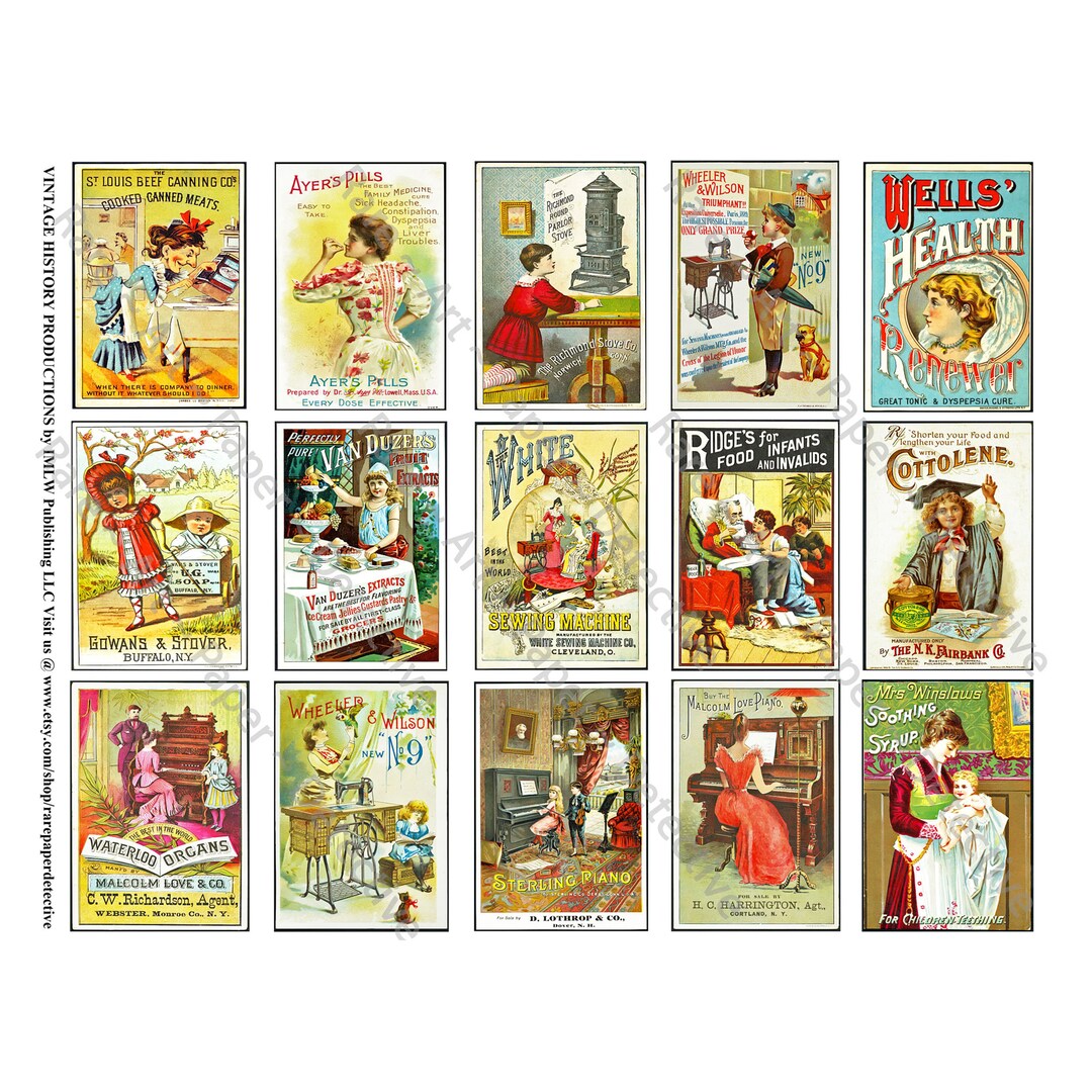 Victorian Advertising Trade Cards, Printed Sheet, Vintage Ads, Pianos ...