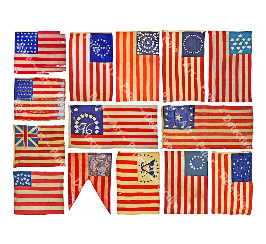 American Flag Stickers, 14 Historic Old Glory Graphics, Fourth of July ...
