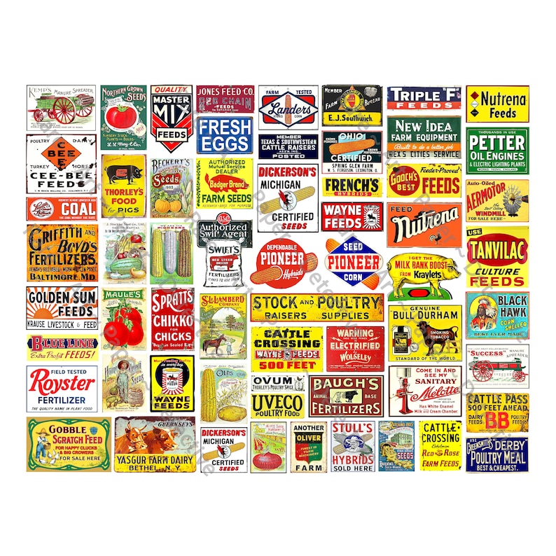 Huge Set of Dollhouse Miniature Signs & Advertising 240 Multi - Etsy