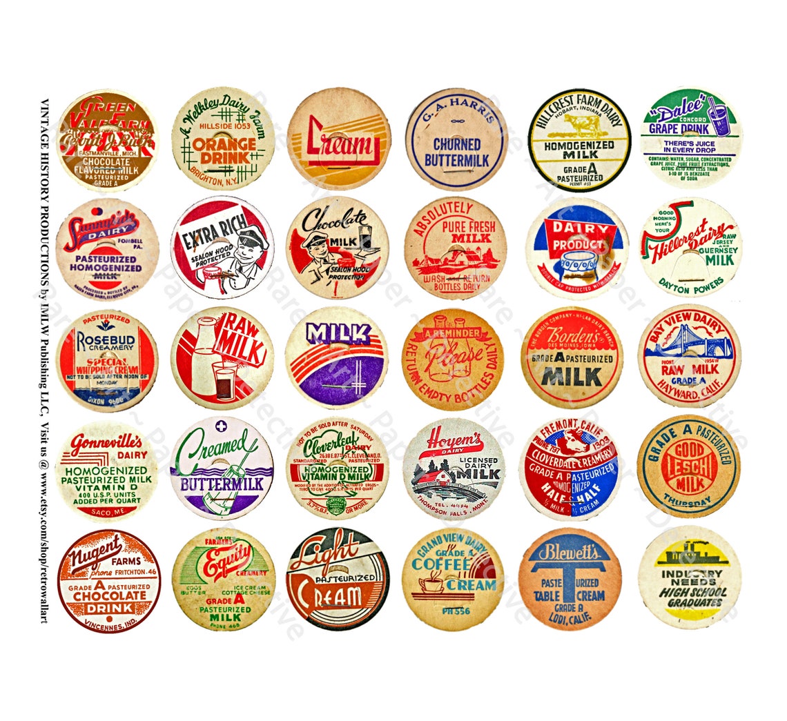 Kitchen Decoration, Milk Cap Stickers, Milk Bottles, Dairy Label Tags ...