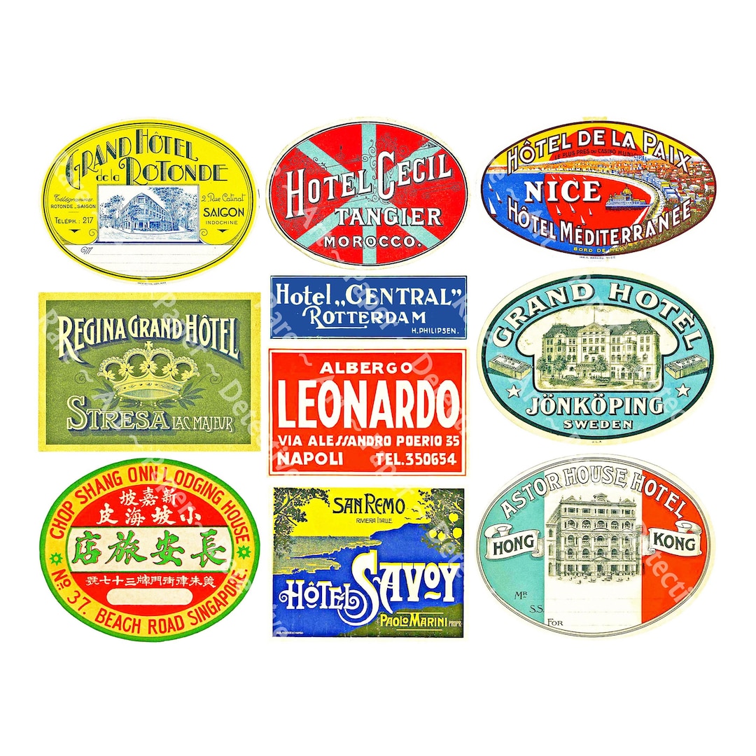 Hotel Luggage Stickers, Decal Sheet, Luggage Labels, Travel Trunk ...