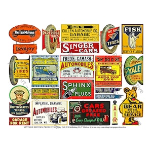 Automobile Graphics, Printed Sheet, Car Parts, Antique Garage Decor ...