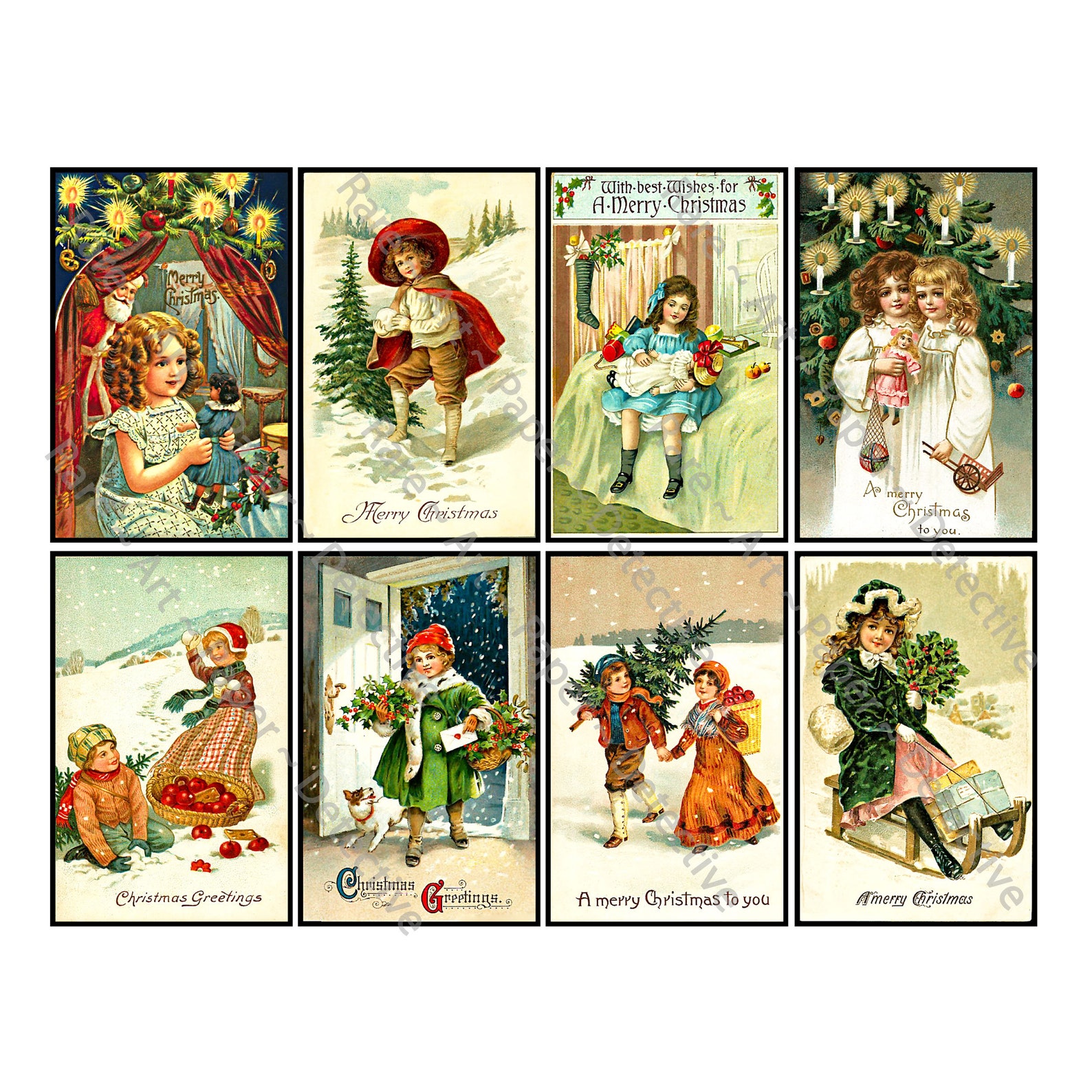 Victorian Christmas Stickers, 32 Vintage Postcard Inspired Holiday ...