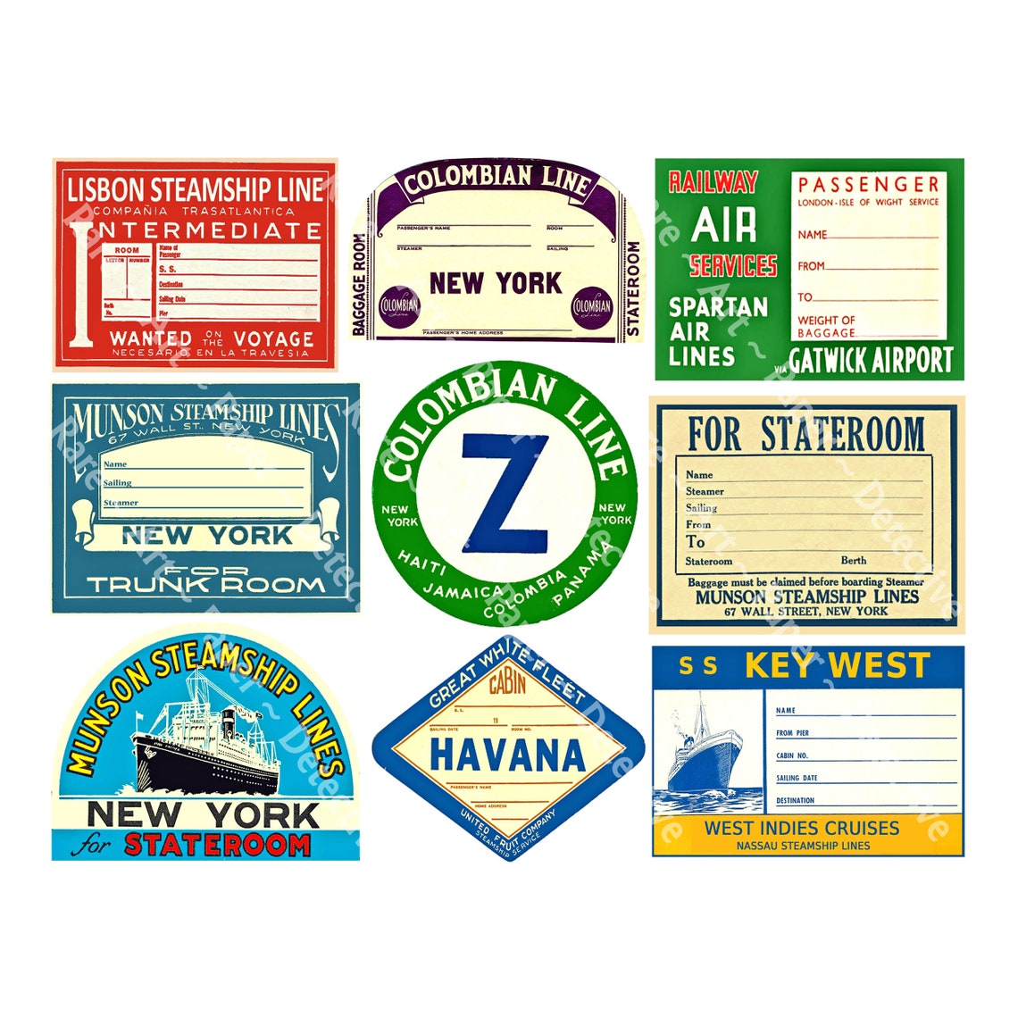 Luggage Stickers Suitcase Decals From the Golden Age of - Etsy