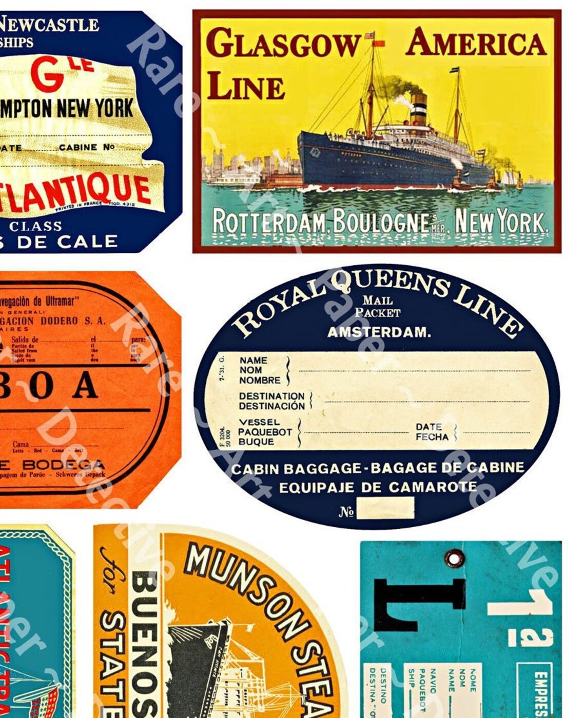 Travel Trunk Luggage Label Sticker Sheet 10 Baggage Tags - Etsy
