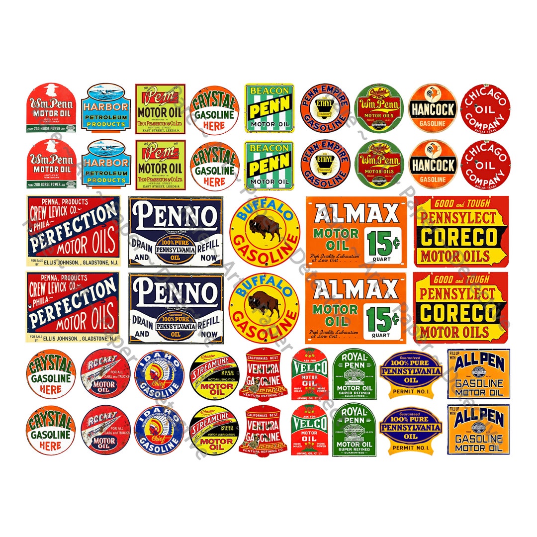 Model Diorama Oil & Gas Signs, Sticker Sheet, Motor Oil and Gasoline ...