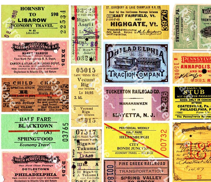Railroad Ticket Stub Stickers, Train Ticket, Railway Travel Tags ...