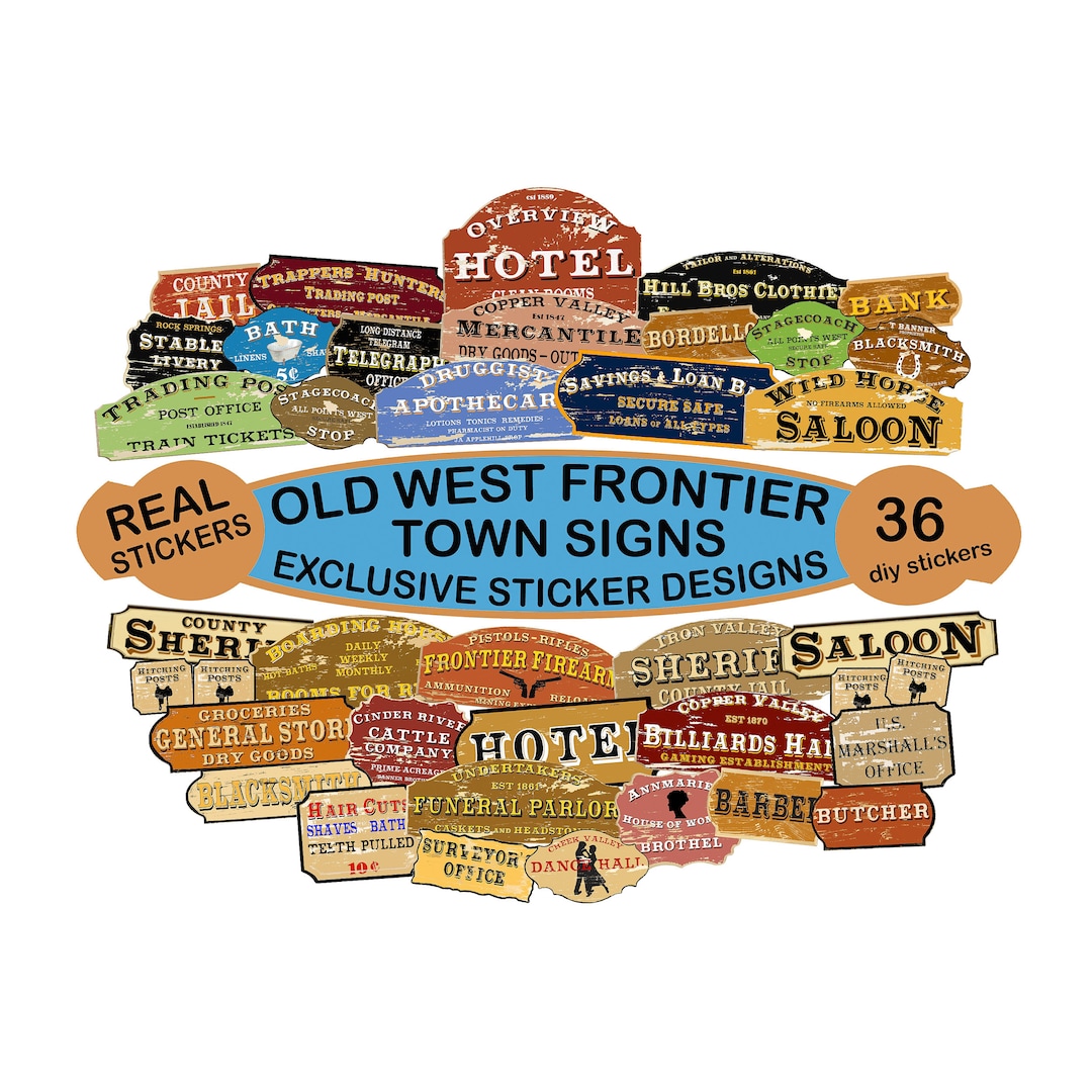 Old Western Stickers Frontier Town Old West Signs Model Train Dollhouse ...