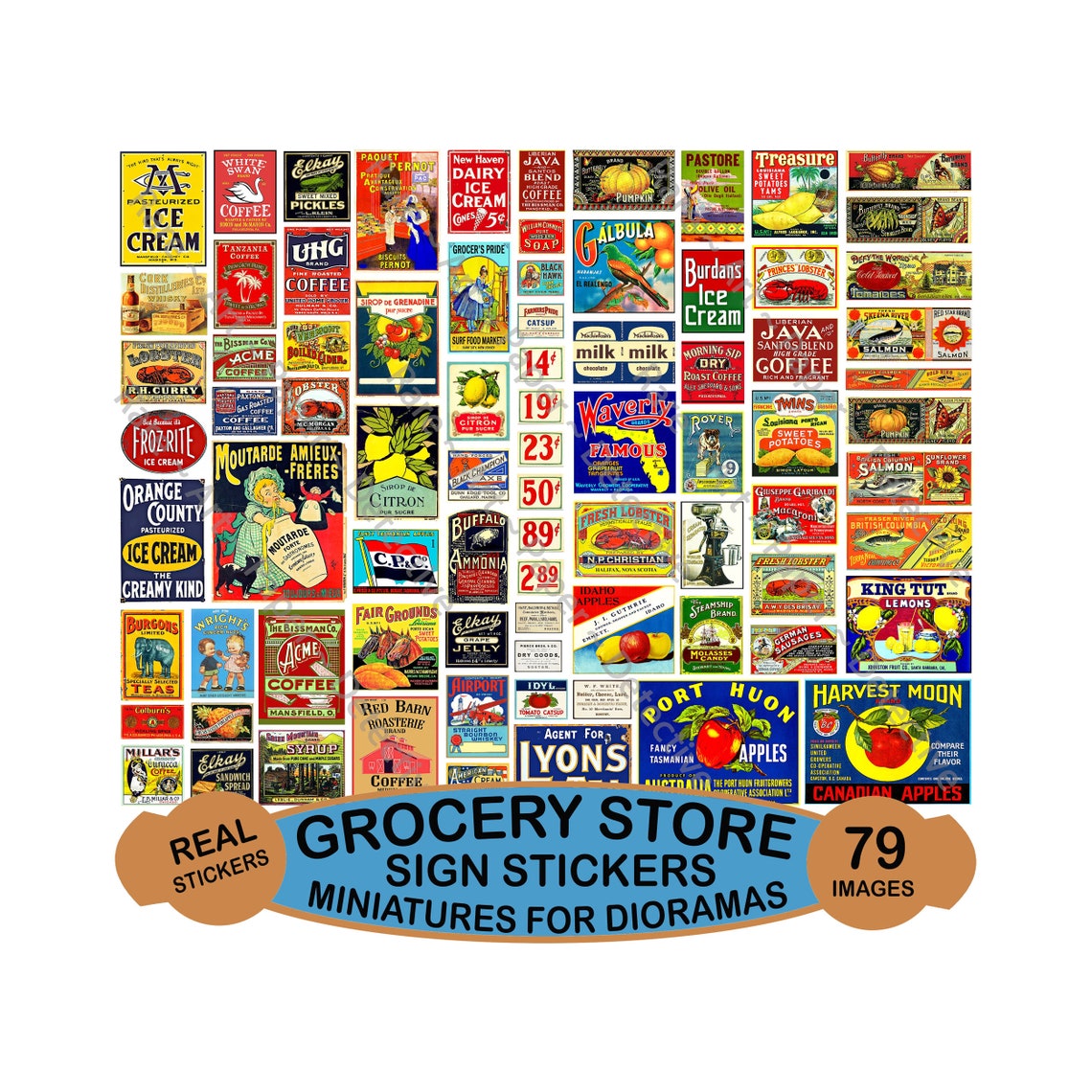 Grocery Store Signs & Label Stickers, Dollhouse Miniatures, Multi Scale ...
