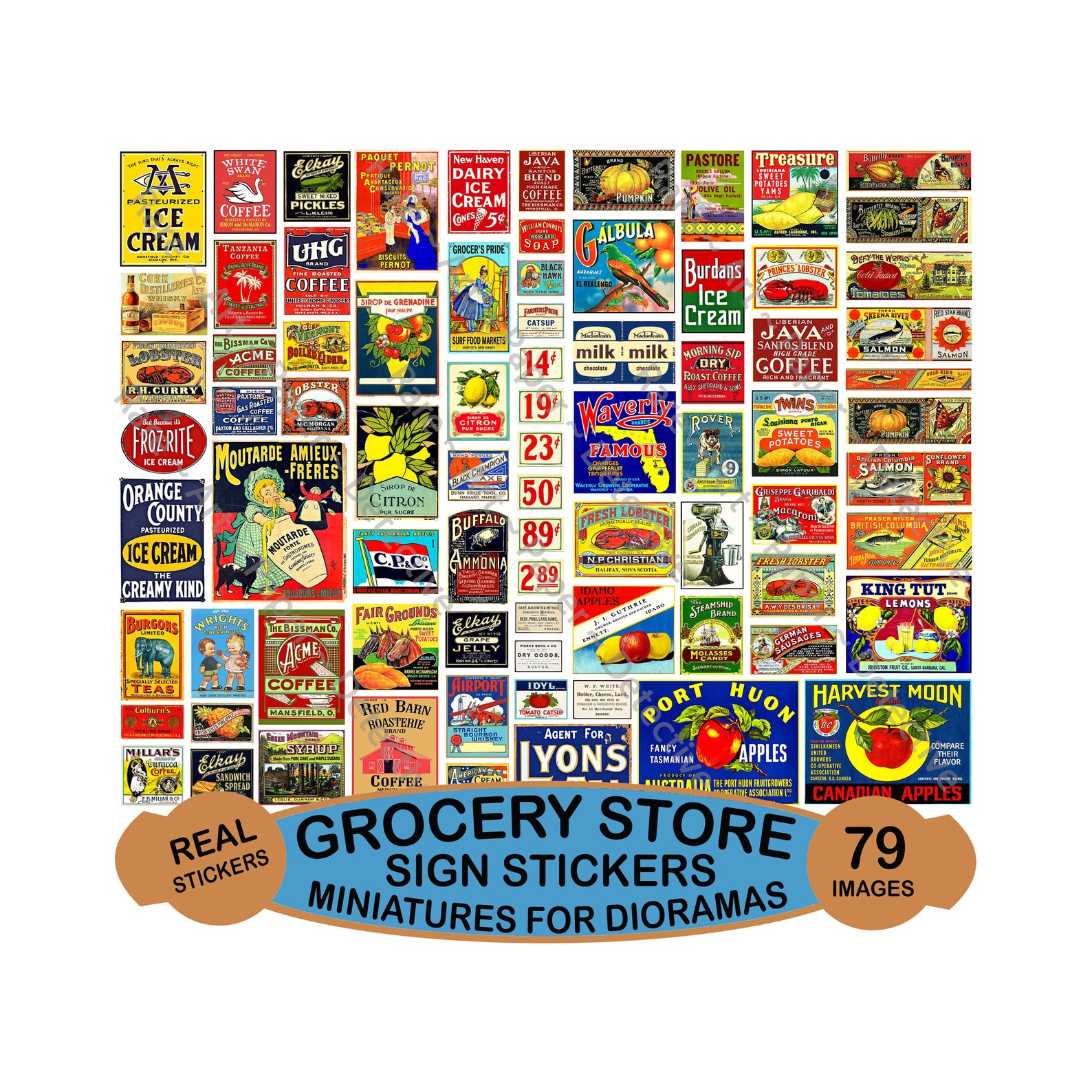 Dollhouse Miniatures, Pantry, Kitchen, Grocery Signs & Labels, 1/12 ...