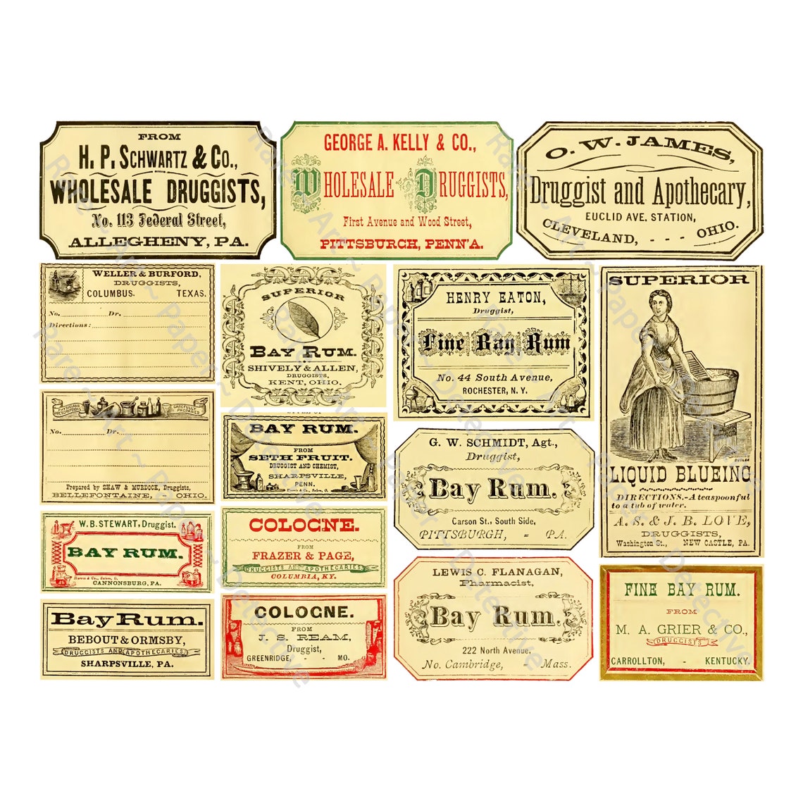 Apothecary Stickers for Bathroom Décor, 78 Pcs Set on 4 Cut & Peel ...