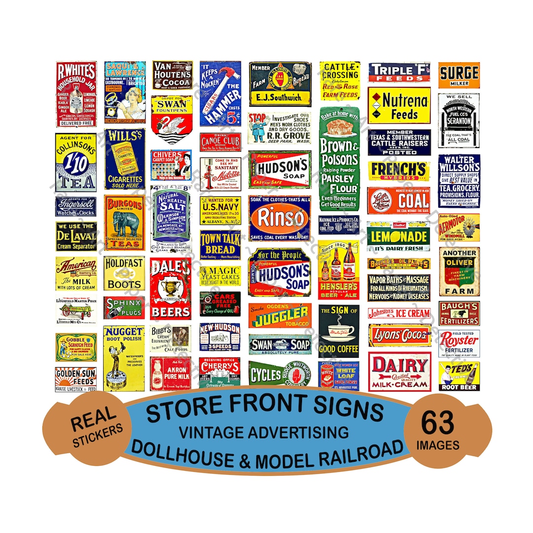Model Signs for Trains & Dollhouses, Sticker Sheet, 63 Multi Scale ...