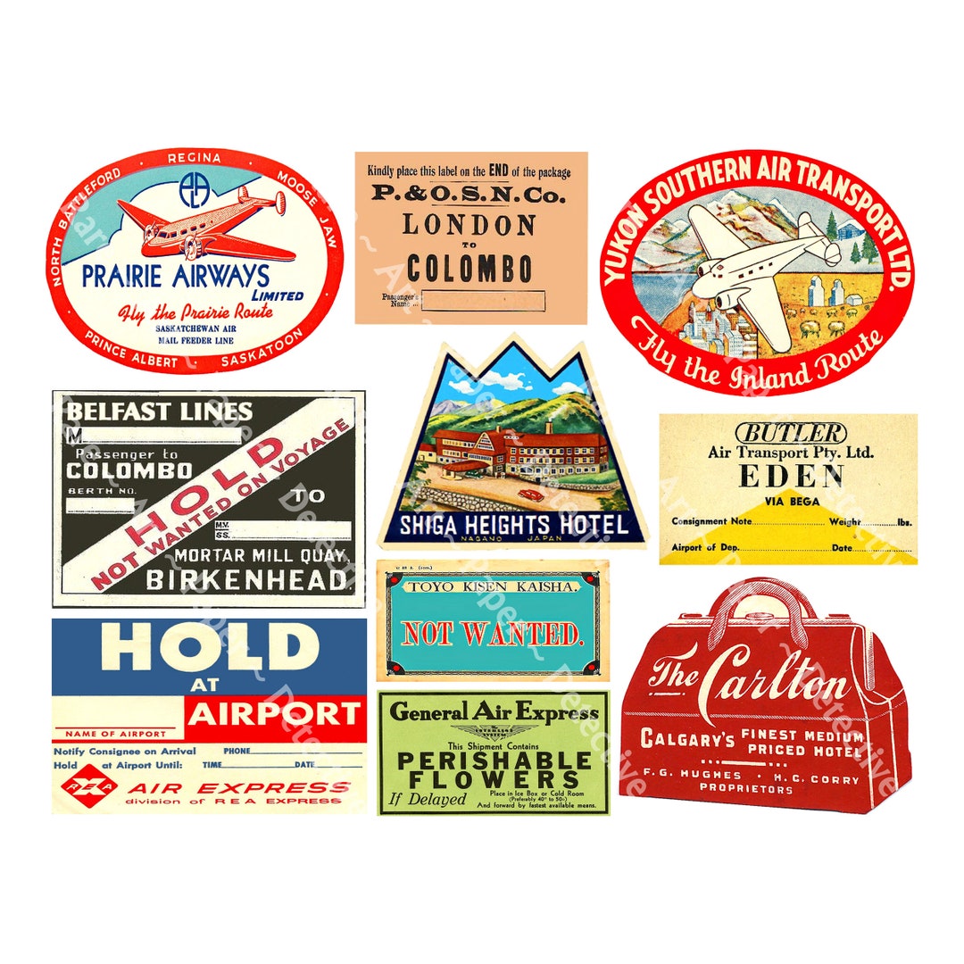 Luggage Label Stickers, Baggage Labels, Cut and Peel Sheet, Travel ...