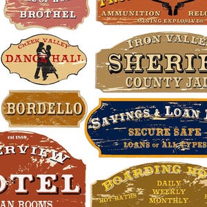 39 Frontier Town Sign Stickers for Old West Miniatures Model Train ...