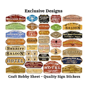 Frontier Town Sign Stickers Old West Signs Model Train Dollhouse ...