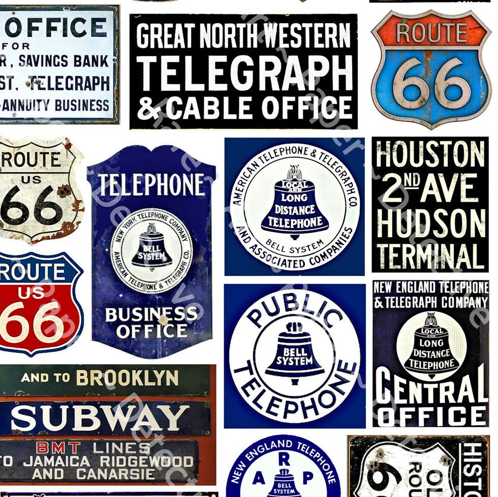 Travel Stickers of Telegram Telephone & Route 66 Signs for | Etsy