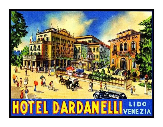 Paper & Party Supplies Paper Stickers Hotel Luggage Label Venice Italy ...