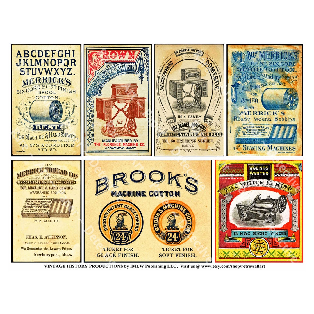 Sewing Machine Advertising Cards, REAL STICKERS, Fabric Arts, Vintage ...