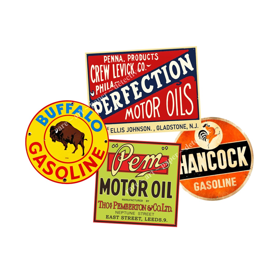 Oil Can Label Stickers, Gift Set of 4 , Colorful Car Enthusiast Decals ...