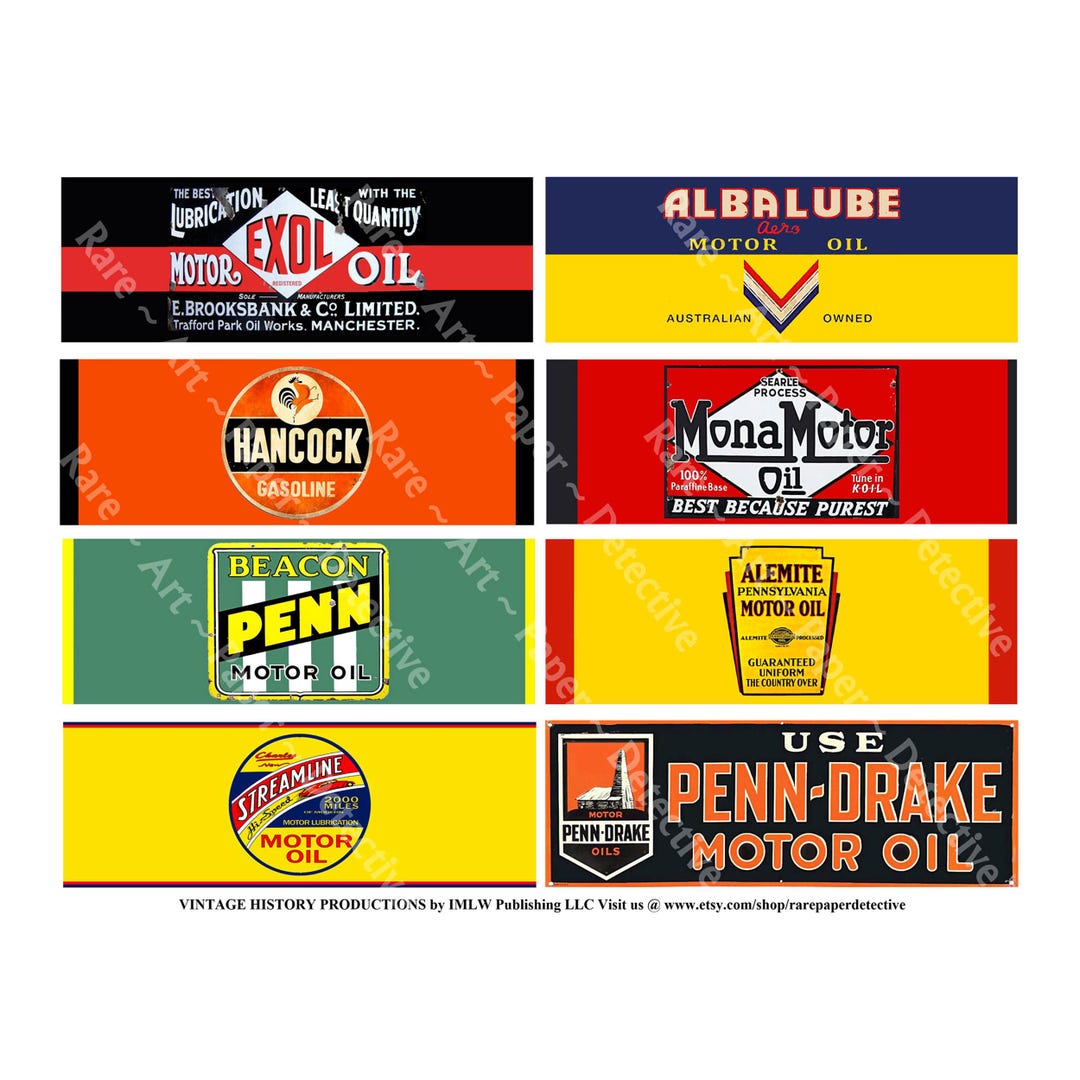 Vintage Motor Oil Art: Garage Decor Sticker Sheet, 705 - Etsy